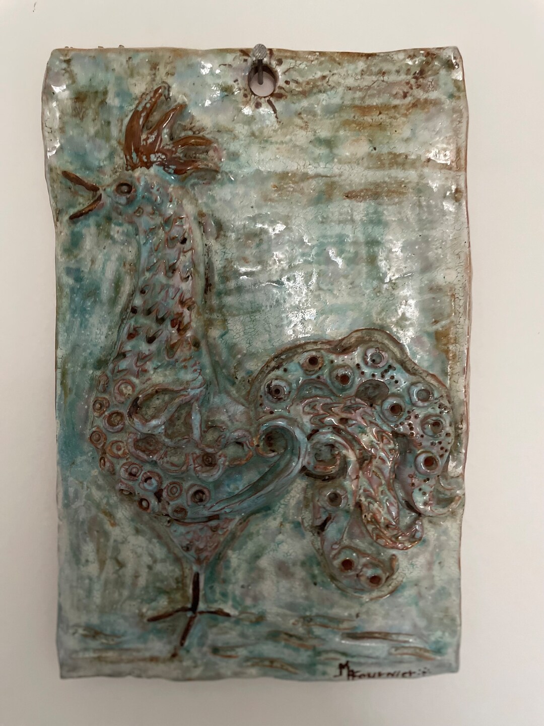 Rooster Ceramic Plaque - MA Fournier 1979 - Etsy