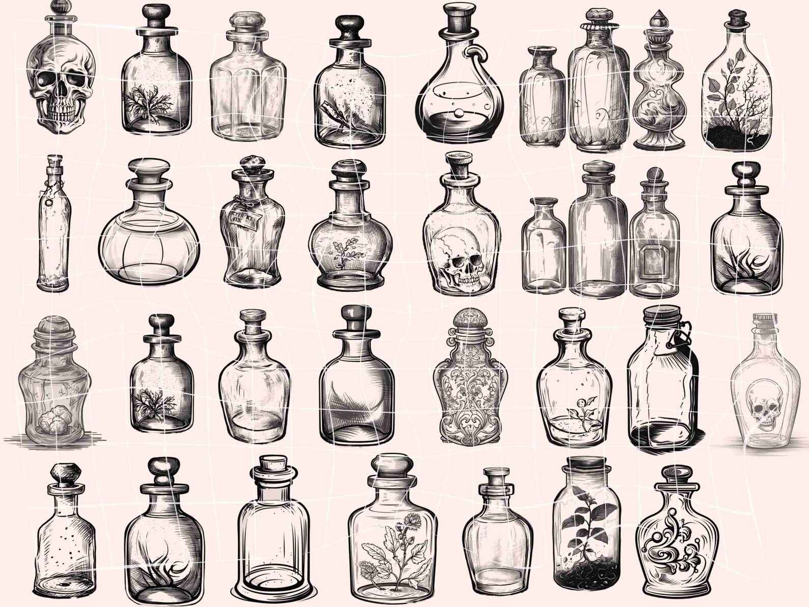 Potion Bottle Stamp Brush Set for Procreate | Digital Craft Stamps ...