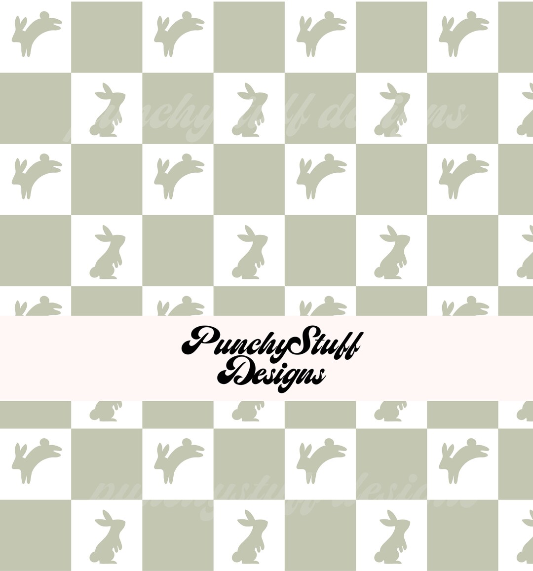 Checkered Bunny Rabbit Seamless Pattern Digital Download | Hand Drawn ...