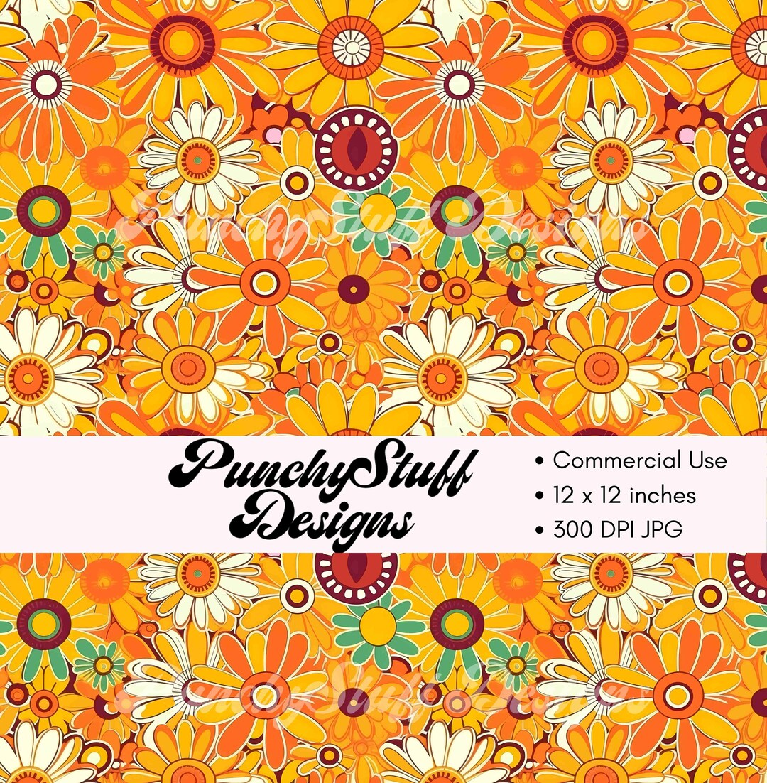 BRIGHT BOHO DAISY Seamless Pattern Digital Download | Summer Wildflower ...