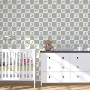 Checkered Bunny Rabbit Seamless Pattern Digital Download | Hand Drawn ...