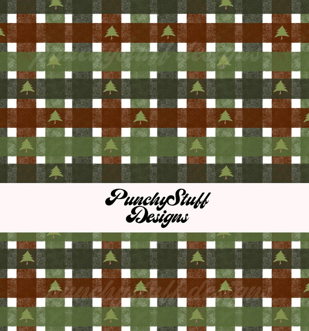 EVERGREEN TREE PLAID Gingham Pattern Digital Download Hand Drawn Cabin ...