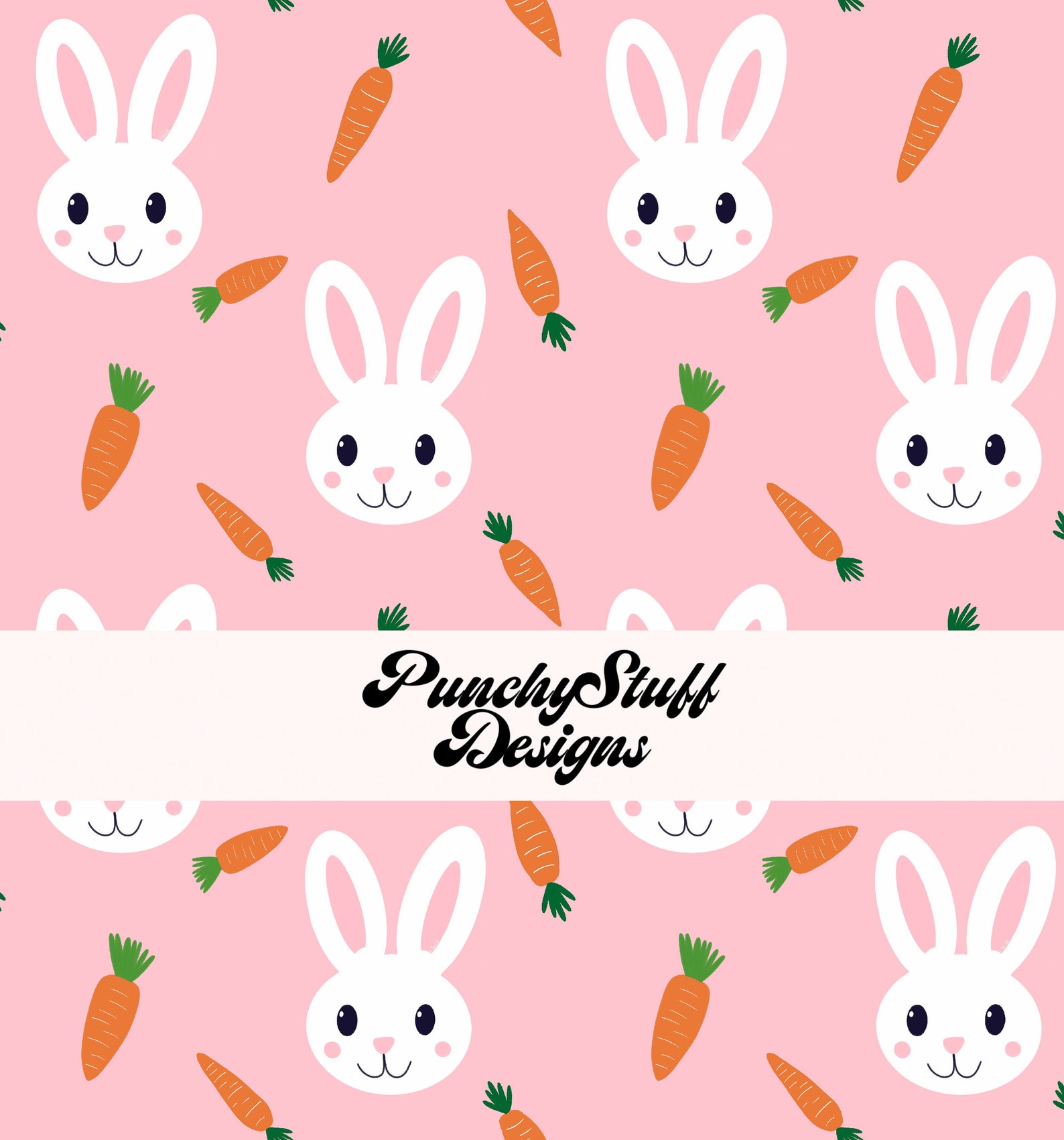 Pink Easter Bunny Seamless Pattern Digital Download Hand Drawn ...