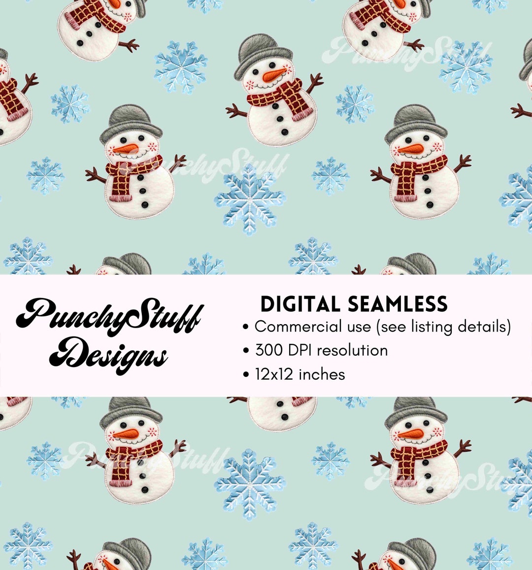 SEAMLESS PATTERN Digital Download | Snowman Snowflake Winter Holiday ...