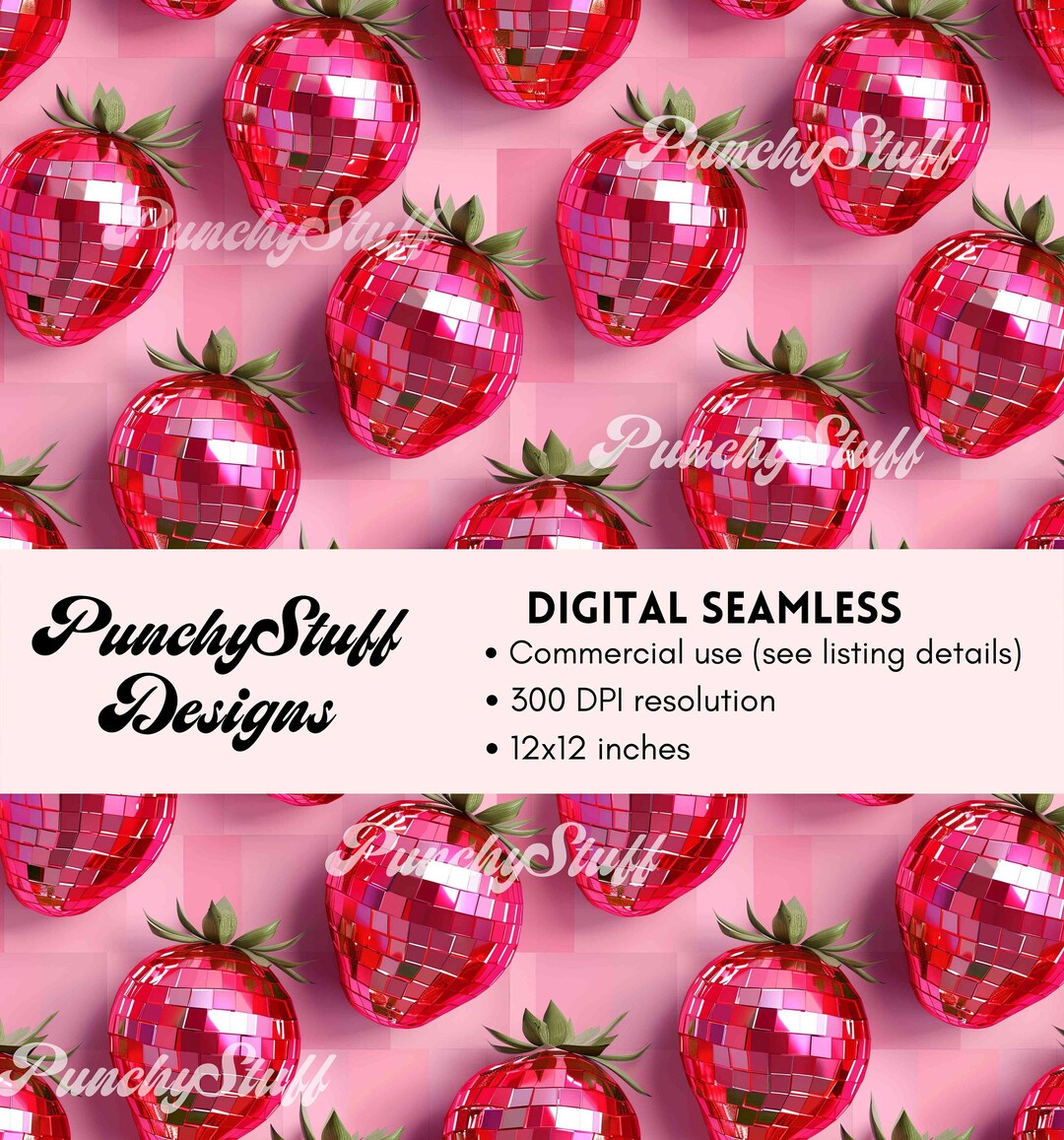 SEAMLESS FILE STRAWBERRY Disco Balls Illustrated Pattern | Cute Trendy ...