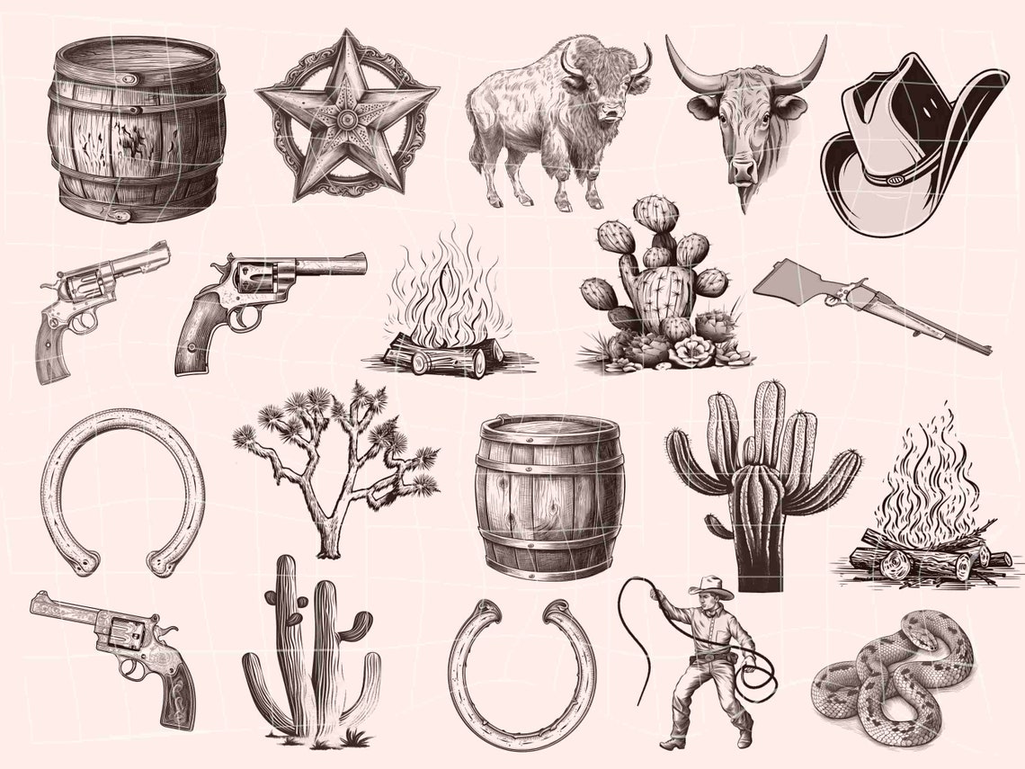 Wild West Cowboy Stamp Brush Set for Procreate Country Western ...