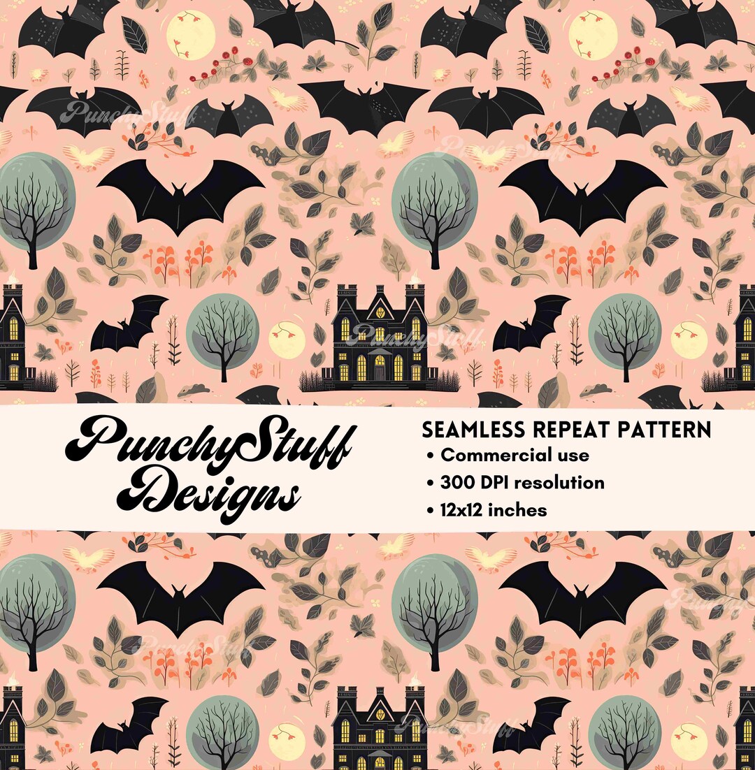 SEAMLESS PATTERN Digital Download Pastel Halloween Bats - Etsy