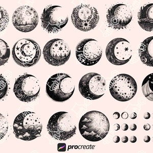 Mystical Moons Stamp Brush Set for Procreate | Digital Craft Stamps ...