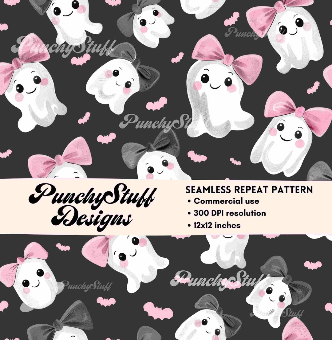 Coquette Halloween Ghosts Seamless Pattern File Digital Download ...