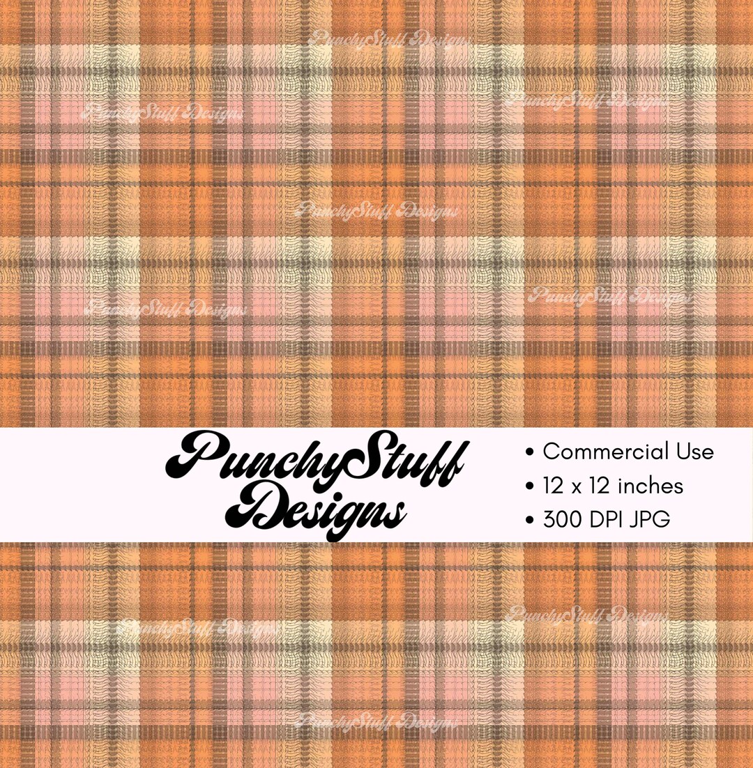 RETRO PRETTY PLAID Seamless Pattern | Digital Download | Pink, Orange ...