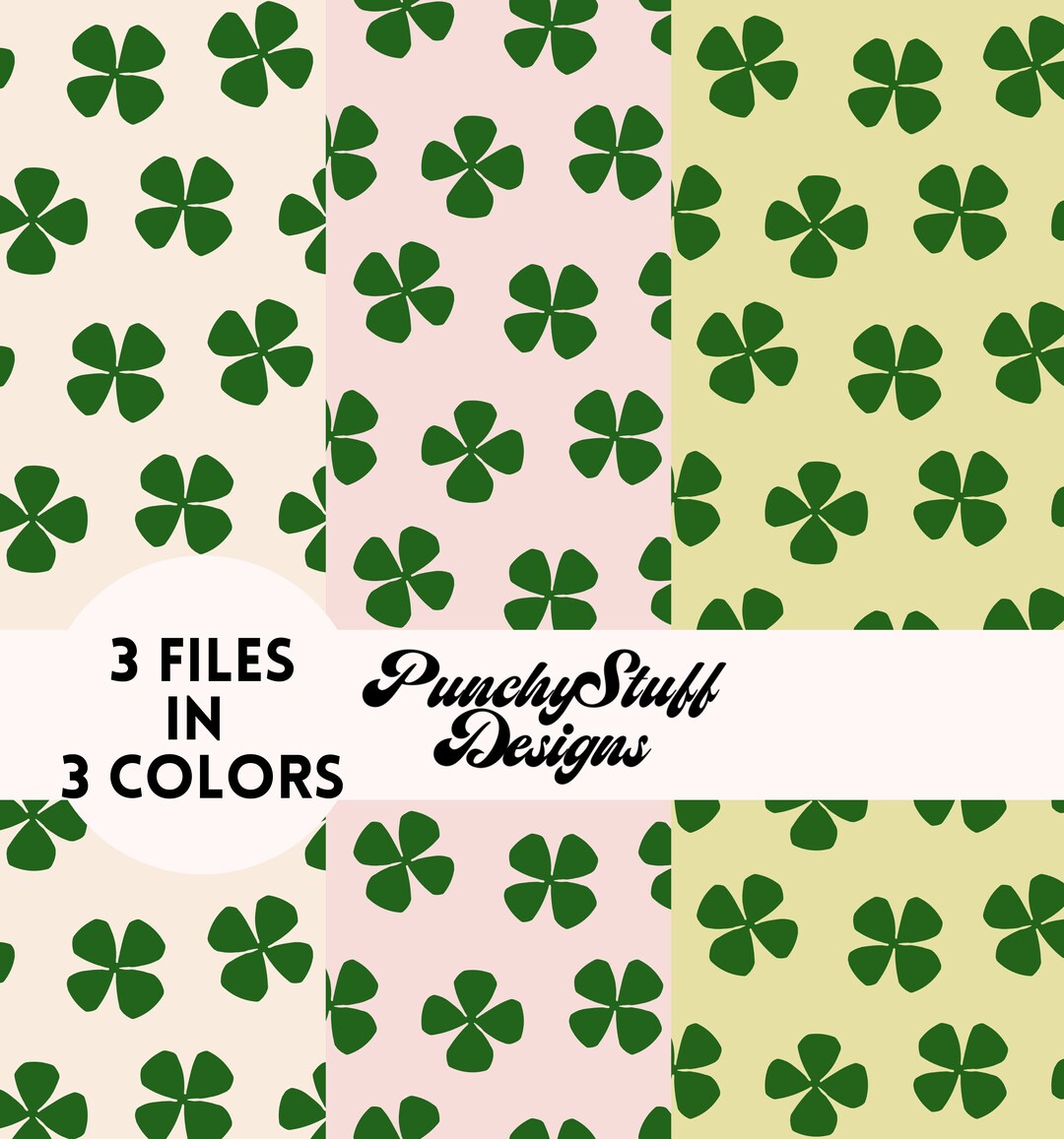 St. Patrick's Day Irish Shamrock 4 Leaf Clover Seamless Pattern Digital ...