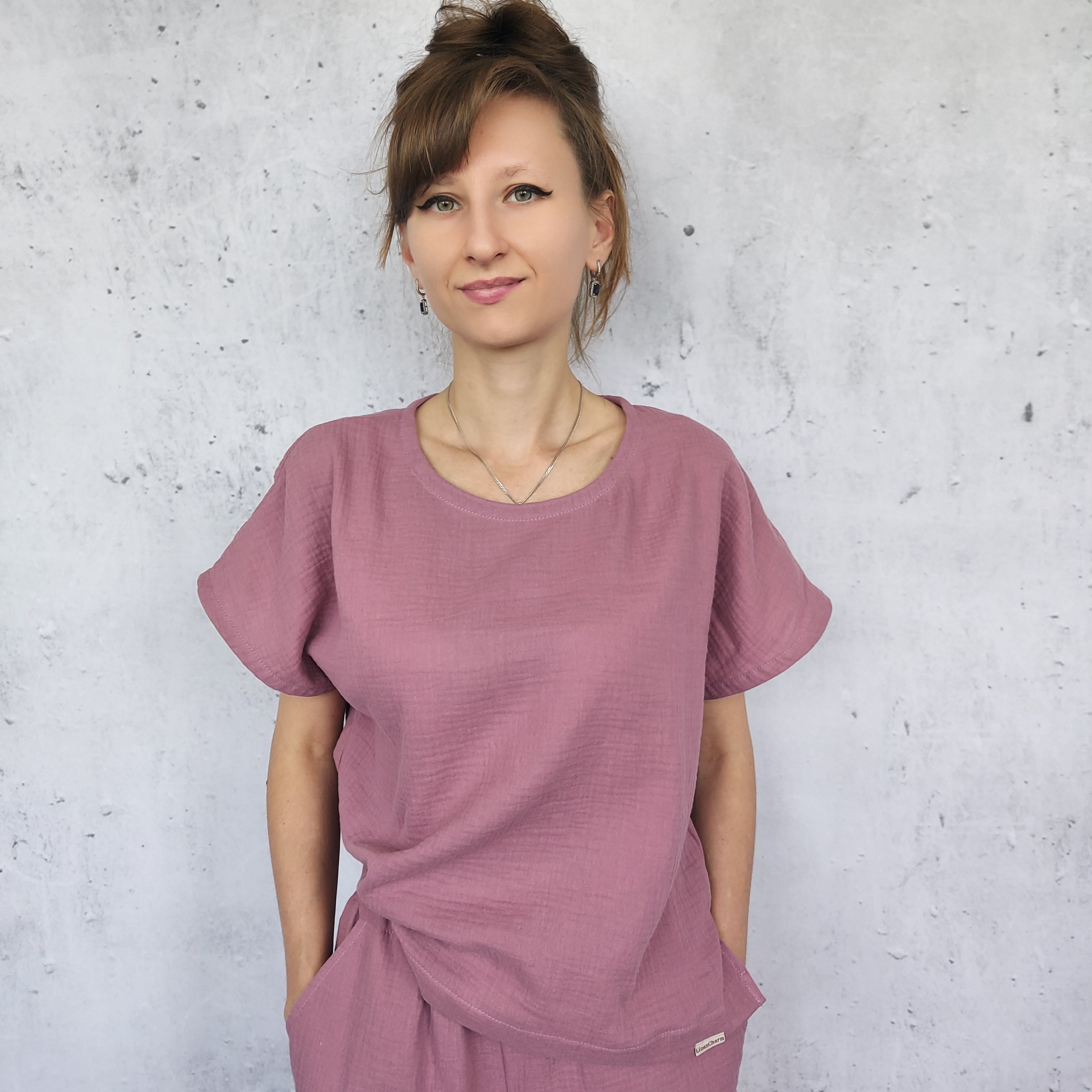 Cotton Muslin Top, Cotton Blouse, Muslin Double Gauze Woman Top, Outfit ...