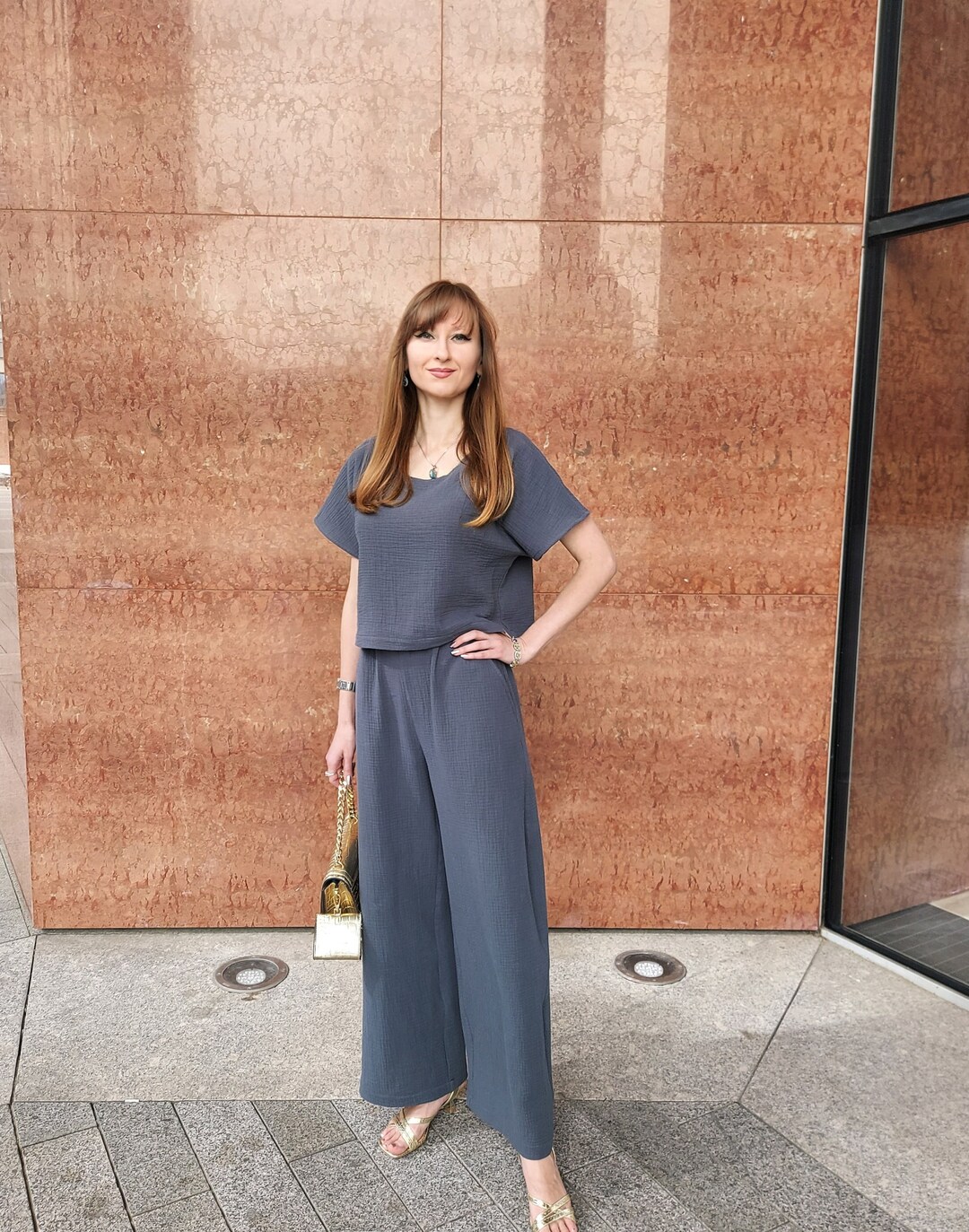 Сrop Top and Trousers Set, Two Piece Set, Muslin Summer Set, 2 Piece ...