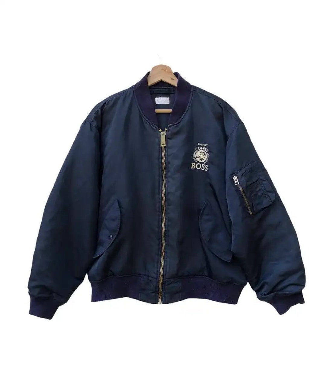 Vintage Bomber Jacket Suntory Coffee Boss Embroidered Logo Type MA 1 - Etsy