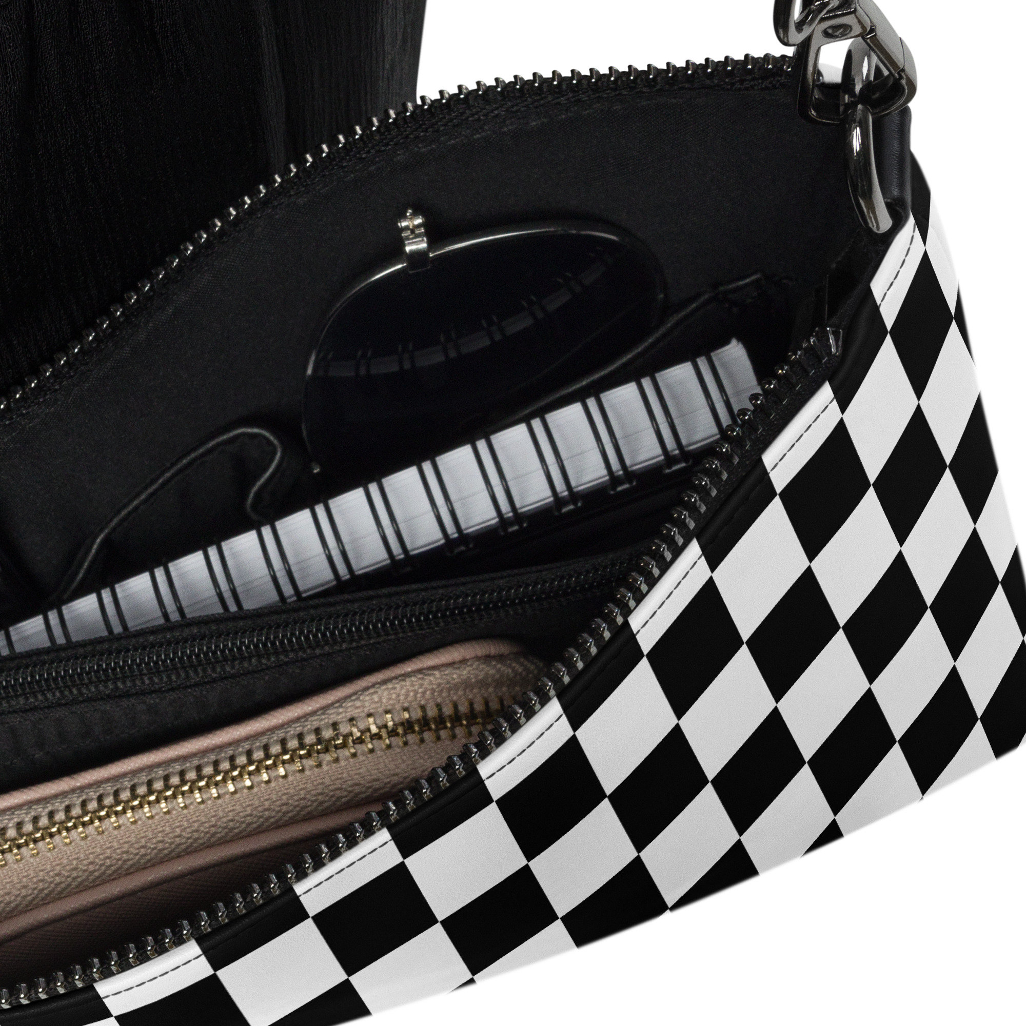 Black & White Checkered Crossbody Bag - Etsy