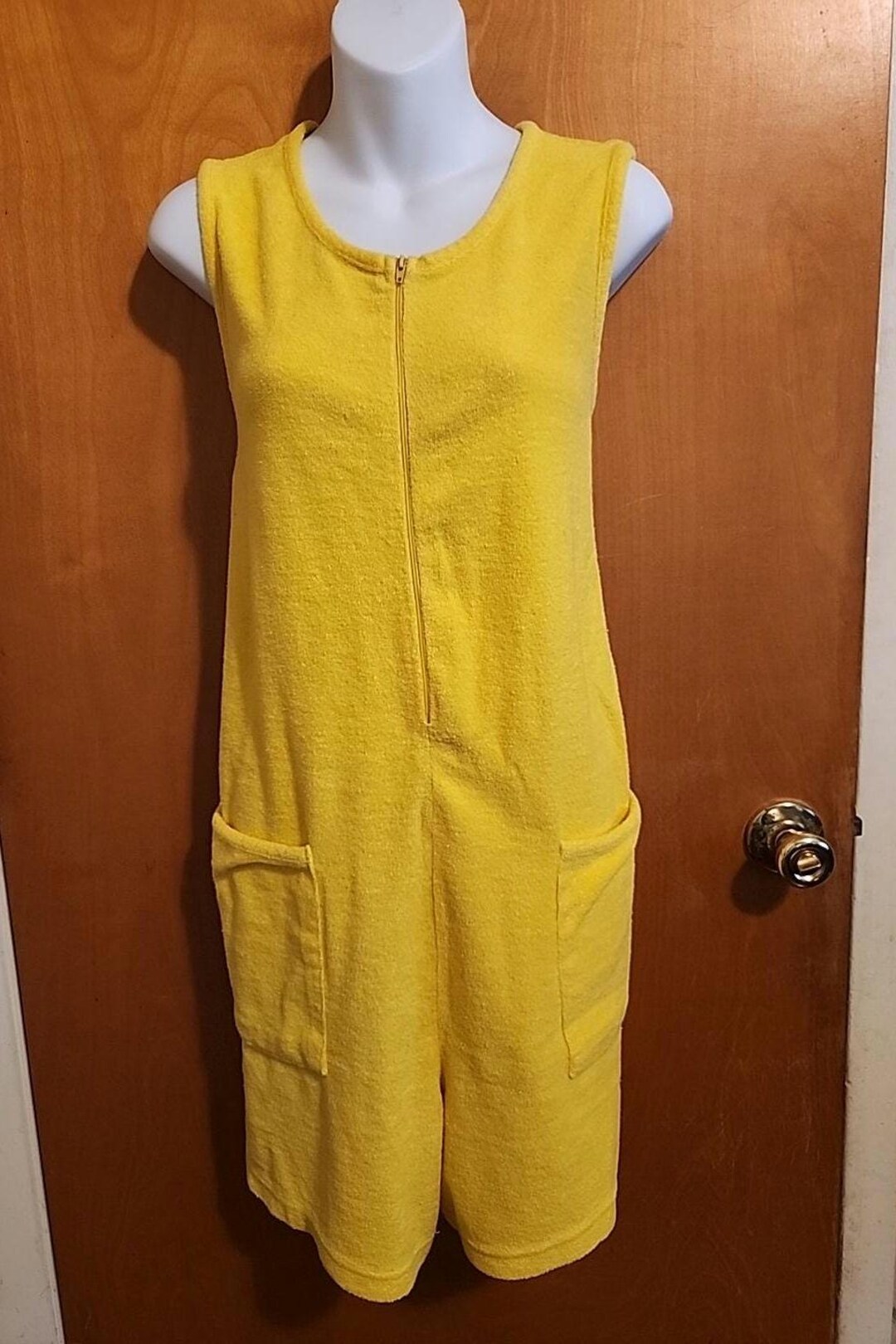 Vintage 1960’s 70's Yellow Terry Cloth Bathing Suit Cover up Romper ...