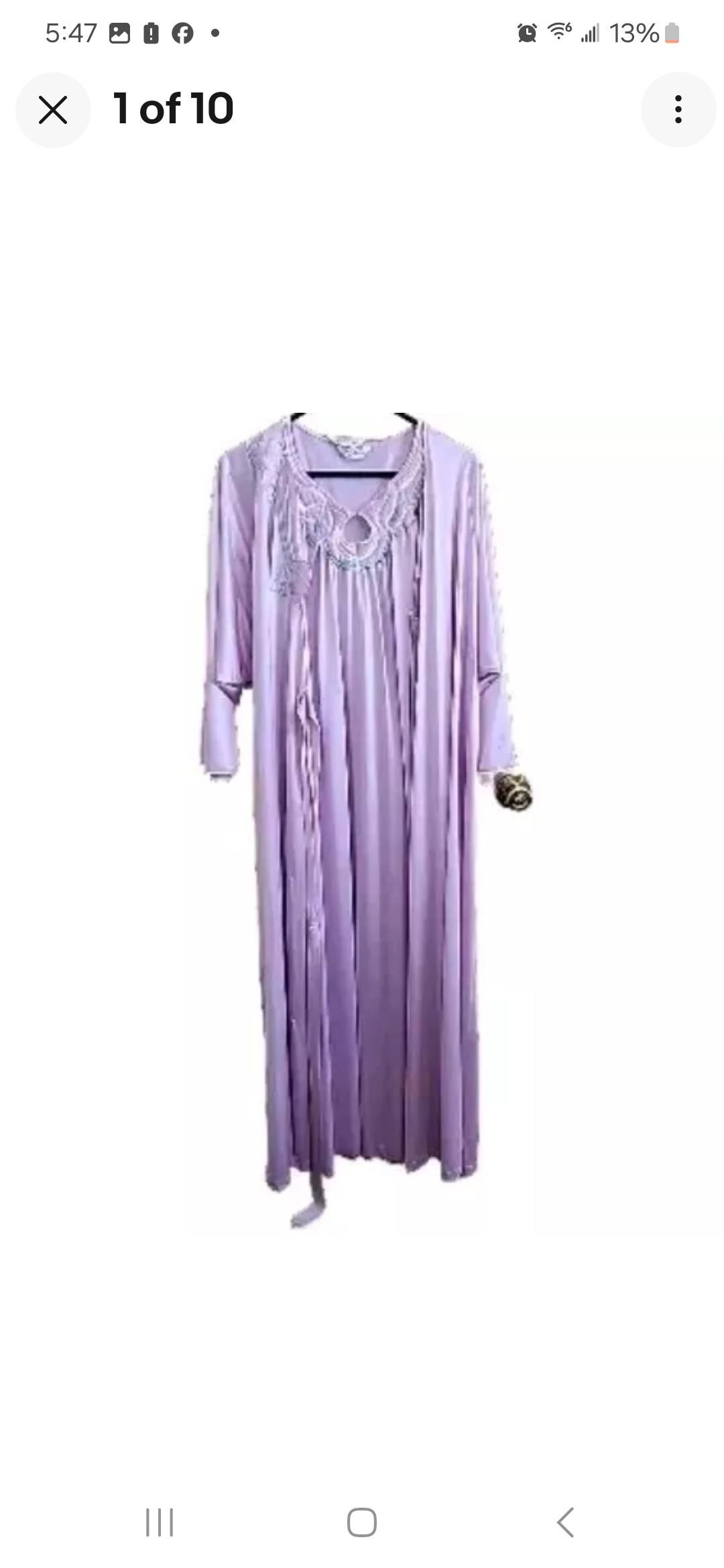 Vintage Vanity Fair 2pc Peignoir Set Long Gown & Robe Nylon Lilac ...