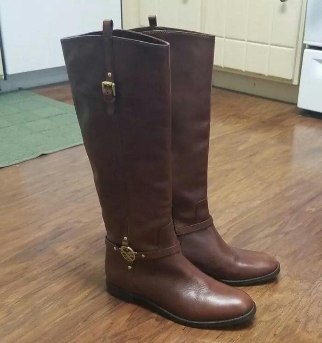 COACH Mulan Tall Brown Leather Riding Boot Extended Calf Womens Size 7 ...