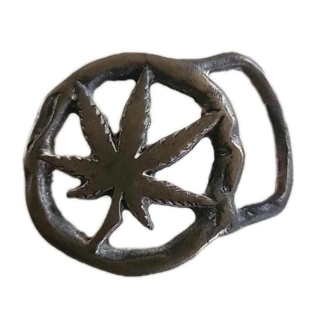 Vintage 1970s Brass Pot Leaf Belt Buckle, Trinity Brand - Etsy