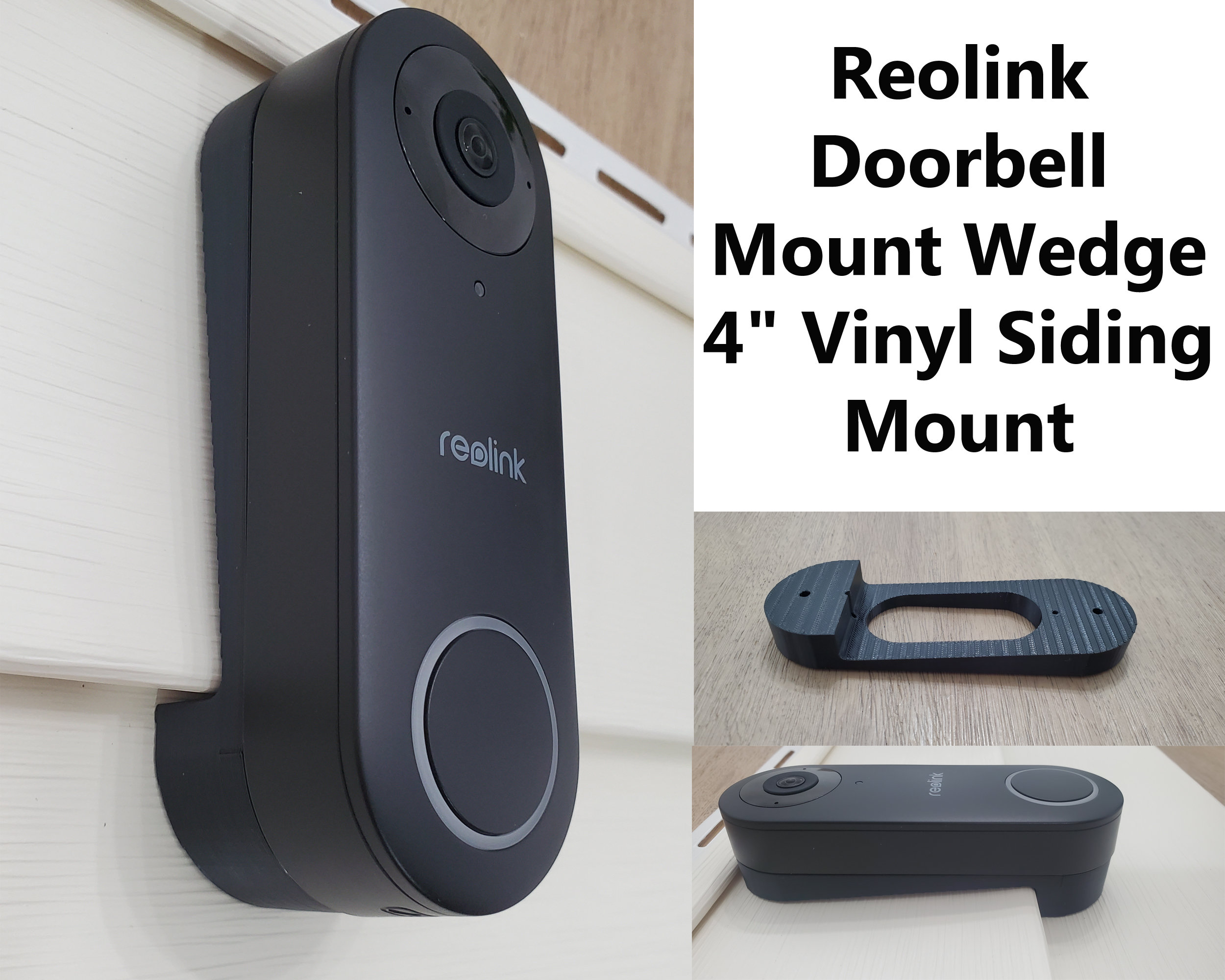 Reolink Doorbell Camera 2K Angle Adjustment Mount Wedge 4" Vinyl Siding ...