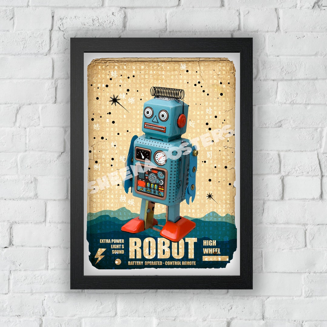 Robot Blue Japanese Print Vintage Advert Vintage Style Magazine Retro ...