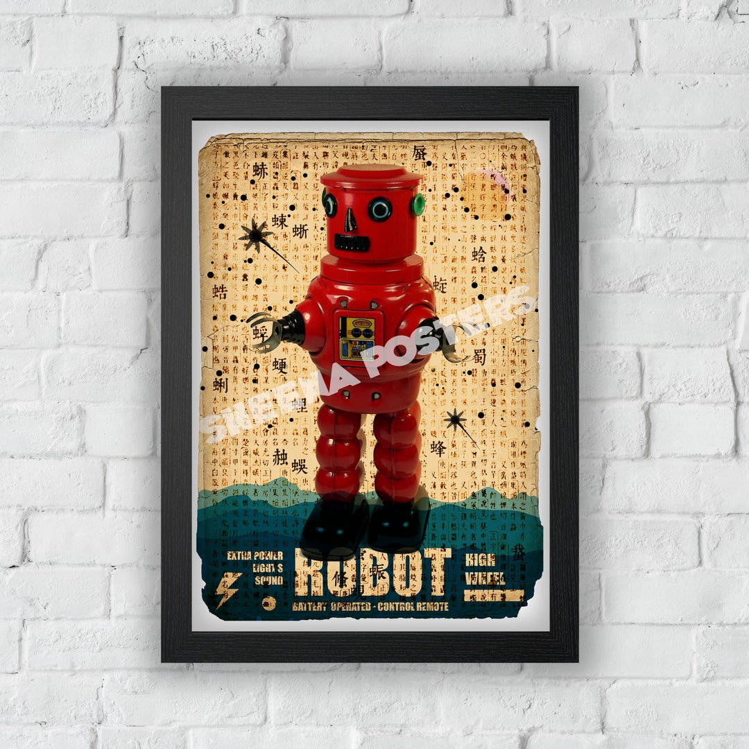 Robot Red Japanese Print Vintage Advert Vintage Style Magazine Retro ...