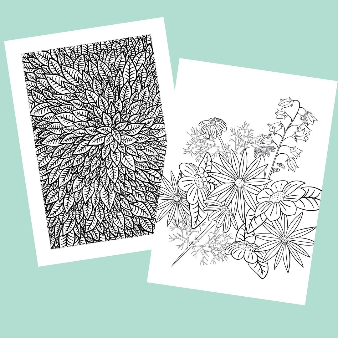 Printable Adult Coloring Pages for Meditation / Botanicals Flowers ...