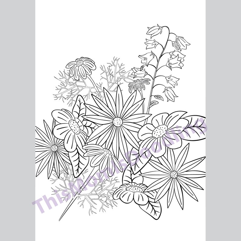 Printable Adult Coloring Pages for Meditation / Botanicals Flowers ...