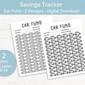 Savings Tracker Printable | Car Fund Tracker | Money Saving Challenge ...