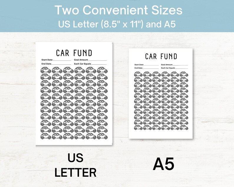Savings Tracker Printable Car Fund Tracker Money Saving - Etsy