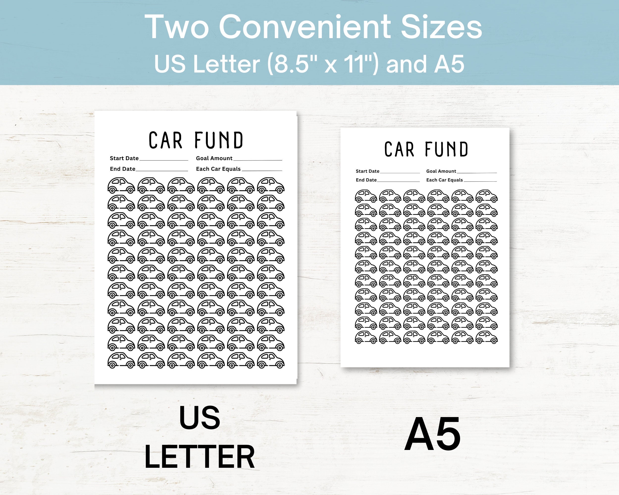 Savings Tracker Printable Car Fund Tracker Money Saving Challenge ...