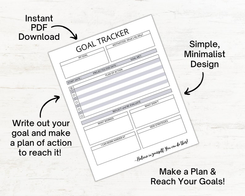Goal Tracker Printable | Goal Setting | Digital Goal Tracker - Etsy