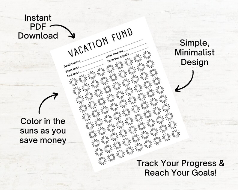Savings Tracker Printable | Vacation Fund Tracker | Money Saving ...