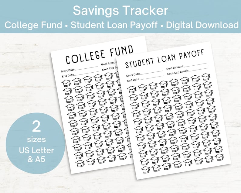 Savings Tracker Printable | College Fund Tracker | Student Loan Payoff ...