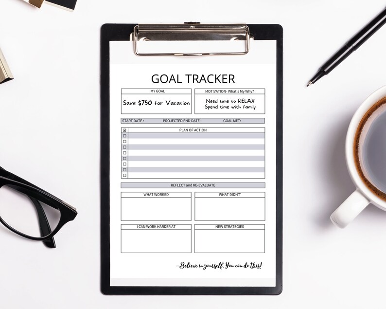 Goal Tracker Printable | Goal Setting | Digital Goal Tracker - Etsy