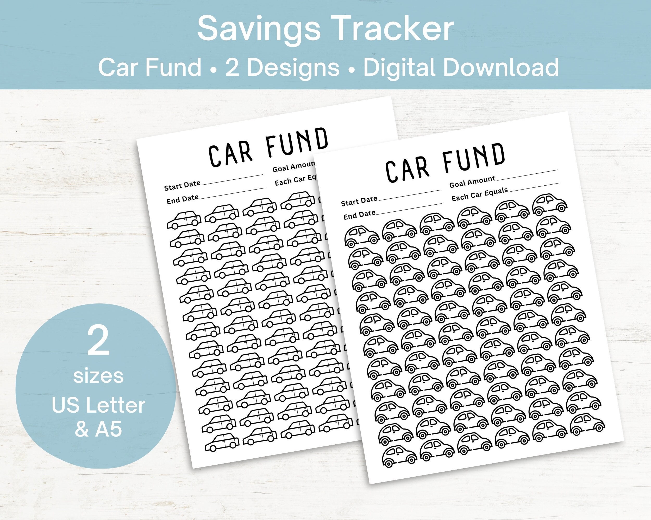 Savings Tracker Printable Car Fund Tracker Money Saving Challenge ...
