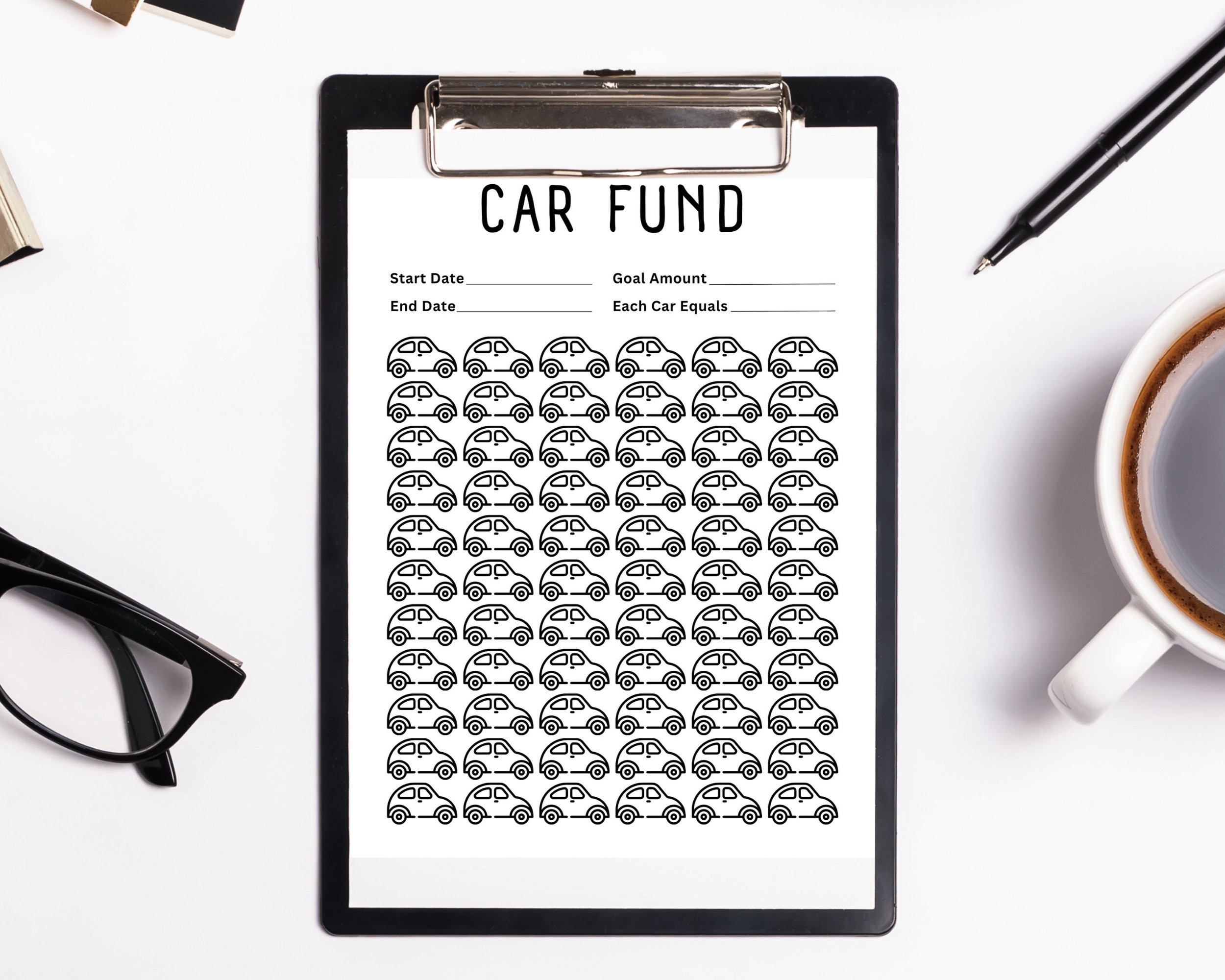 Savings Tracker Printable Car Fund Tracker Money Saving Challenge ...