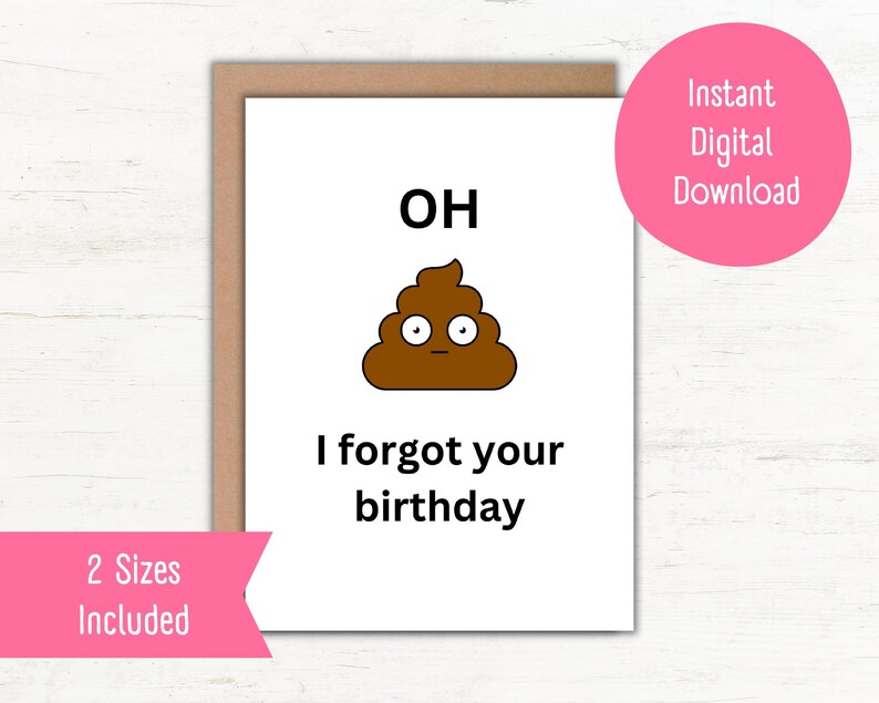 Belated Birthday Card, Digital Birthday Card, Funny Birthday Card ...