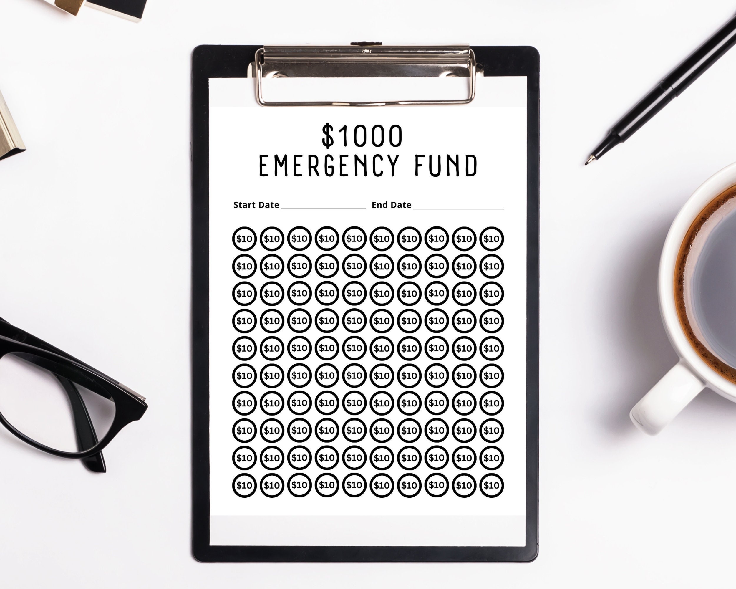Savings Tracker Printable | 1000 Savings Tracker | 1000 Emergency Fund ...