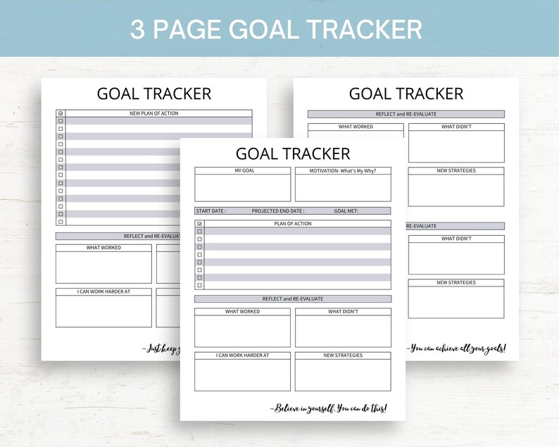 Goal Tracker Printable | Goal Setting | Digital Goal Tracker - Etsy