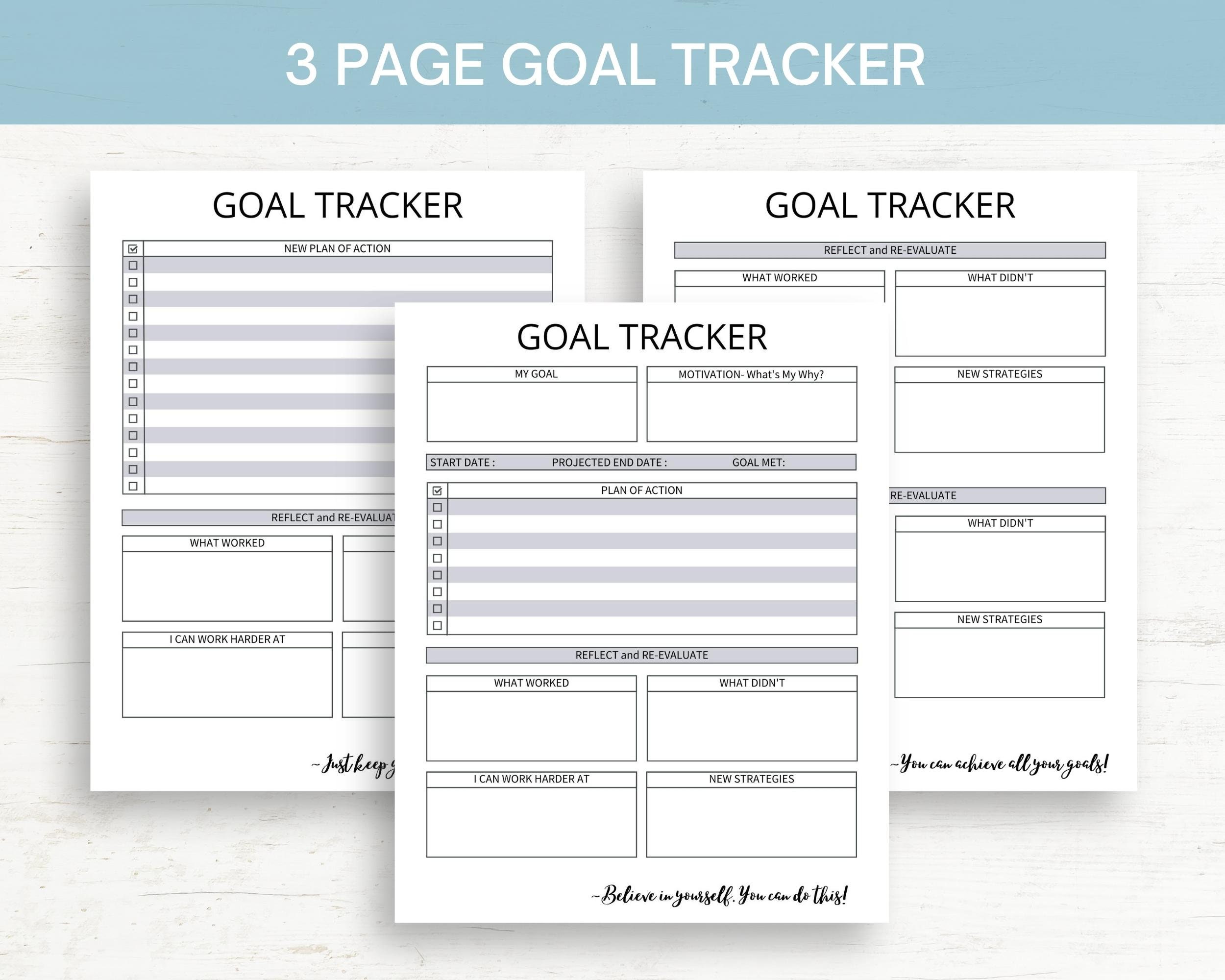 Goal Tracker Printable | Goal Setting | Digital Goal Tracker - Etsy
