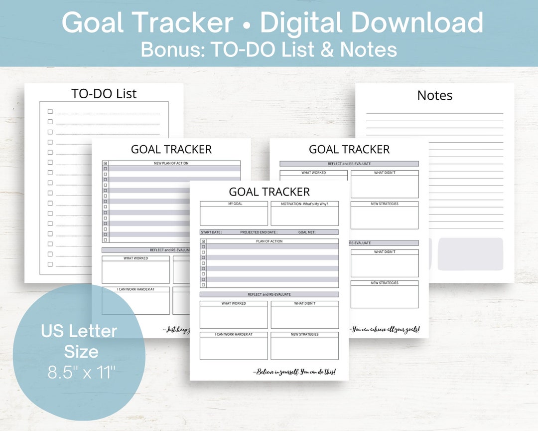 Goal Tracker Printable | Goal Setting | Digital Goal Tracker - Etsy