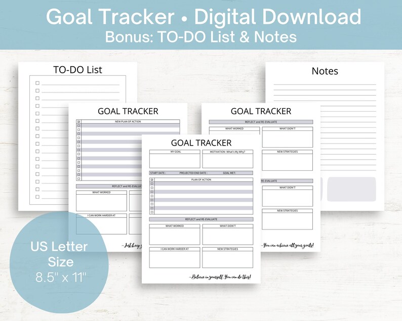 Goal Tracker Printable | Goal Setting | Digital Goal Tracker - Etsy