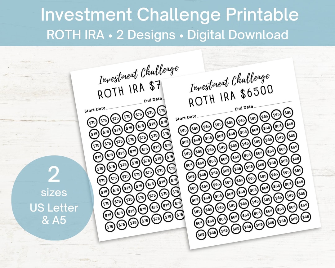 Investment Challenge | Savings Tracker Printable | ROTH 6500 | ROTH ...