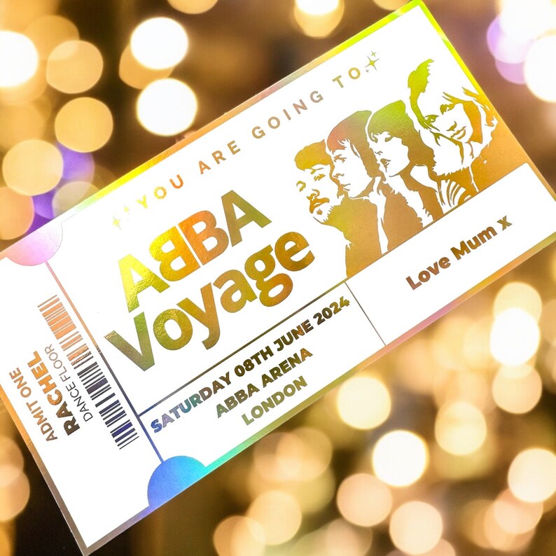 ABBA Voyage Ticket - Fully Customisable - Perfect Keepsake Presentation ...