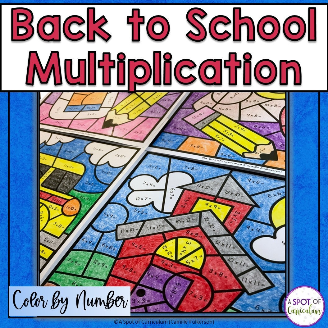 Hojas para colorear de regreso a clases Multiplicación Color por número ...