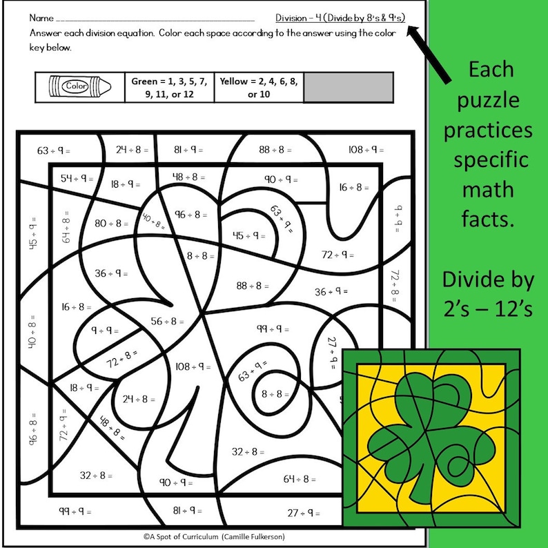 St. Patrick's Division Coloring Pages - Color by Number - Etsy