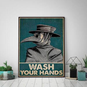 Vintage Poster, Wash Your Hand Sign,public Health Retro Wall Art ...