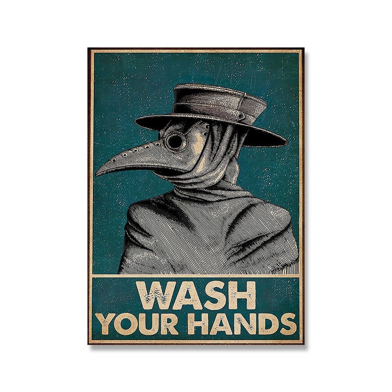 Vintage Poster Wash Your Hand Signpublic Health Retro Wall - Etsy