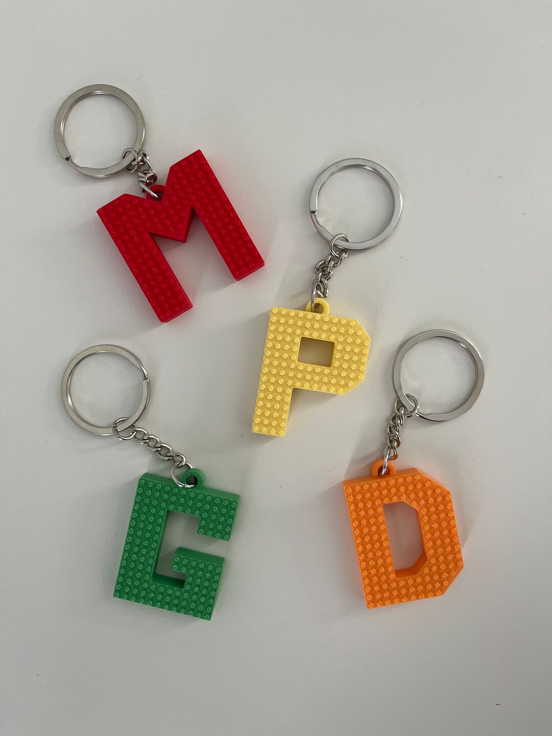 Personalized 3D Printed Brick Keychain: Custom Letter Bag Charm - Etsy